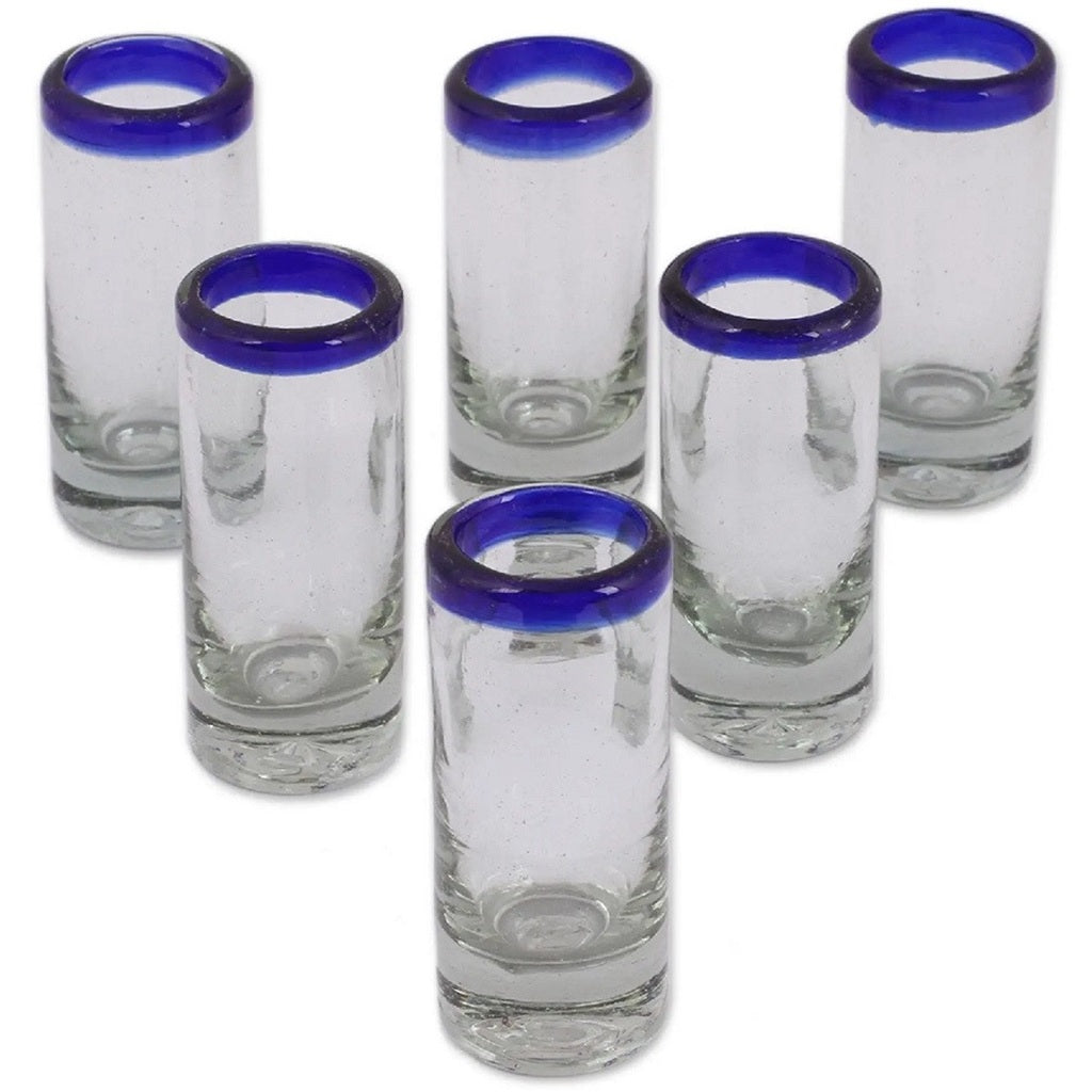 Alto Shot Glasses w/ Blue Rim - Set of 6 – Pueblo Viejo Imports